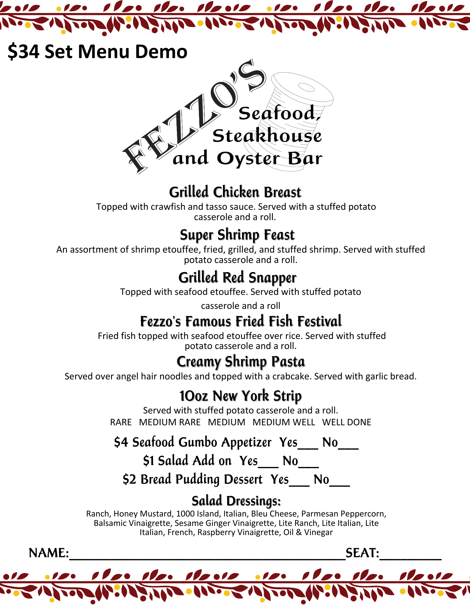 Catering & Events - Fezzo's Cajun Seafood, Steakhouse and Oyster Bar